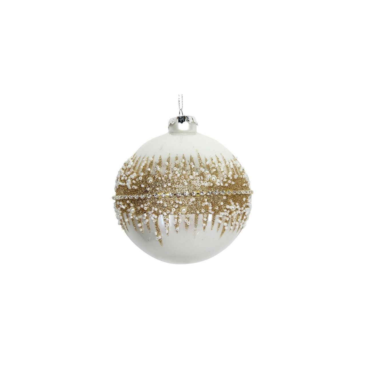 Gisela Graham White With Gold Glitter Band Christmas Bauble – Horgan's ...